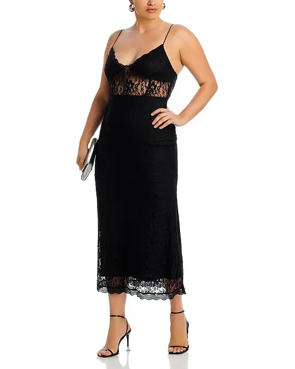 Aqua Lace Corset Slip Dress In Black - 75% Off | Editorialist