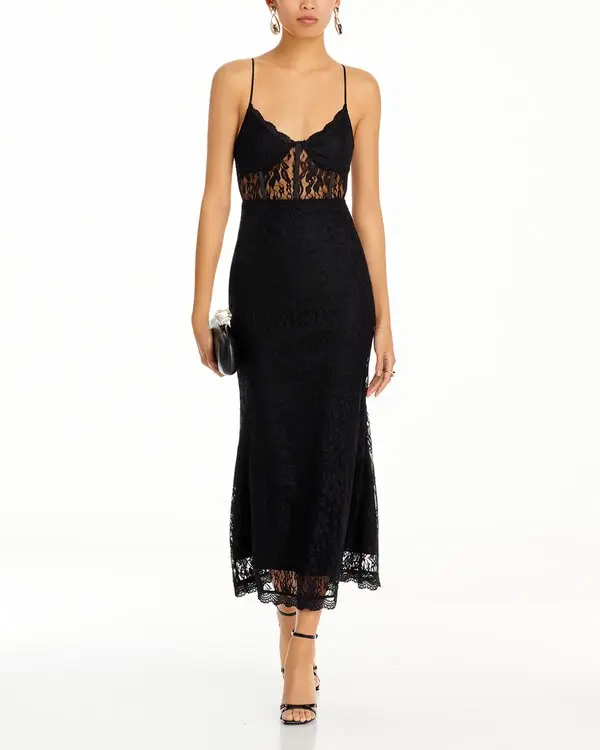 Aqua Lace Corset Slip Dress In Black - 75% Off | Editorialist