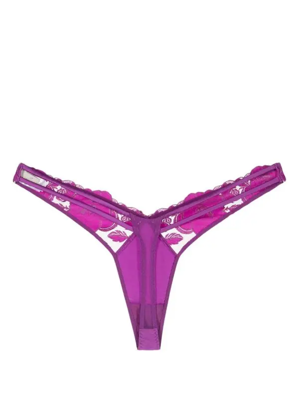 FLEUR DU MAL Rose-embroidered Thong