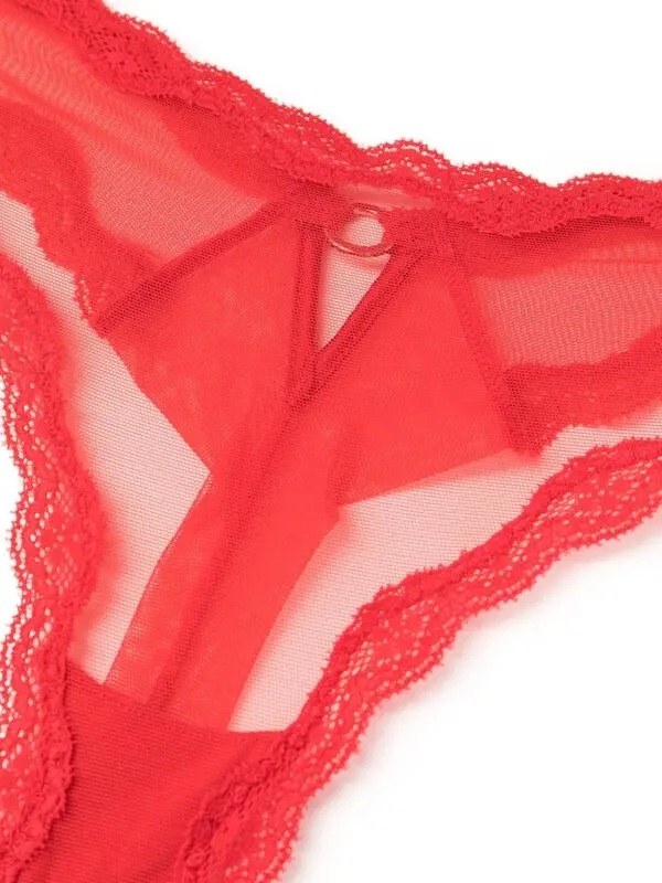 FLEUR DU MAL Floral-lace Sheer Tulle Thong