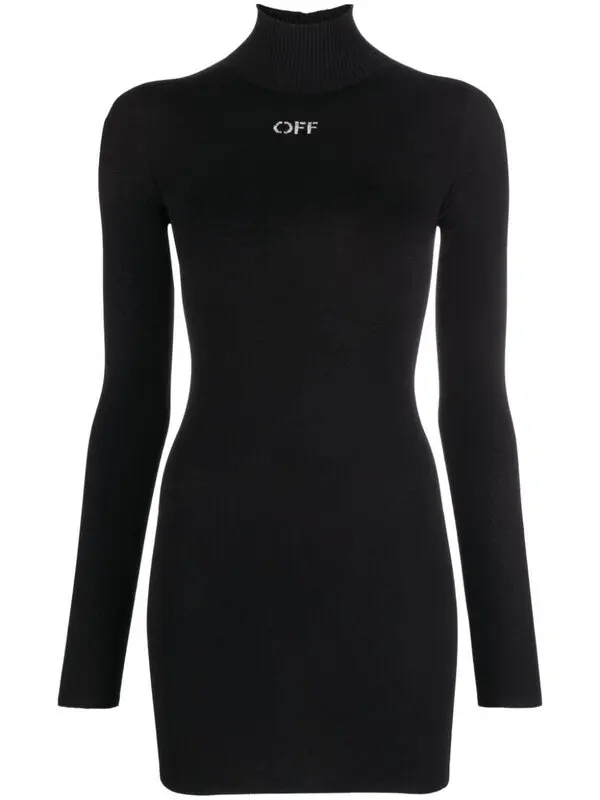 Off-White Logo-embellished Ribbed Shirt Dress