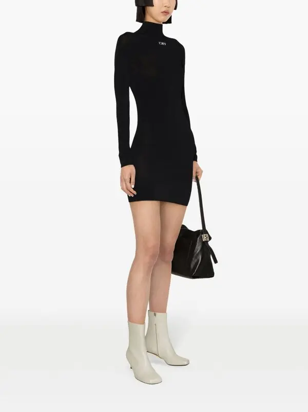 Off-White Logo-embellished Ribbed Shirt Dress