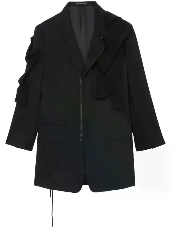 Yohji Yamamoto Draped Single-breasted Zip-up Blazer