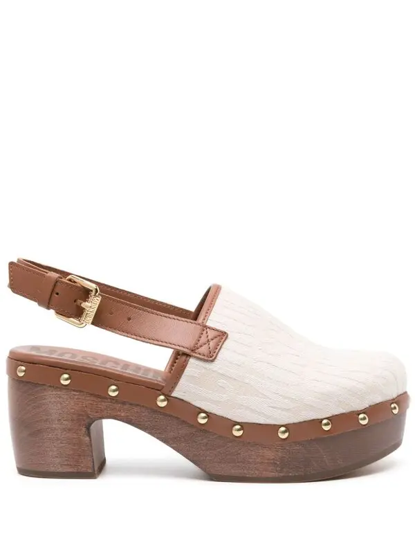 Moschino 75mm Logo-print Leather Clogs