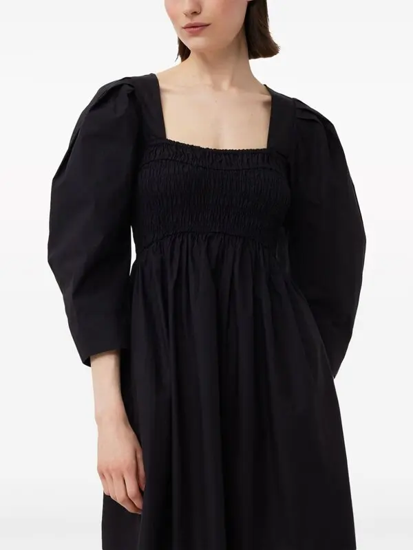 Ganni Poplin Organic Cotton Midi Dress In Black - 78% Off | Editorialist