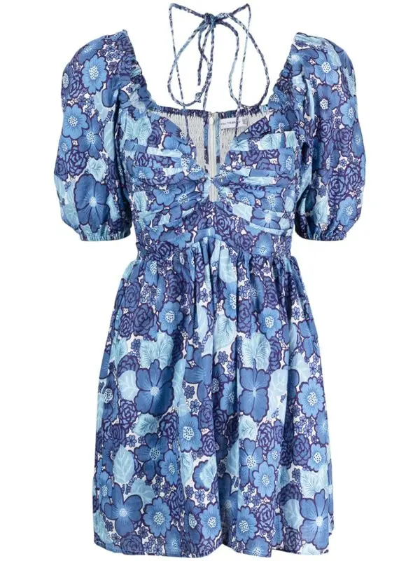 Faithfull The Brand Odelia Floral-print Linen Dress - Blue