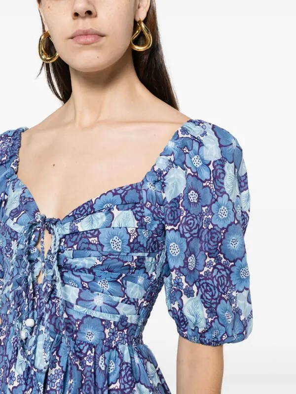 faithfull the brand blue floral dress Faithfull the Brand Oslo Dress Blossom Village Blue Floral
