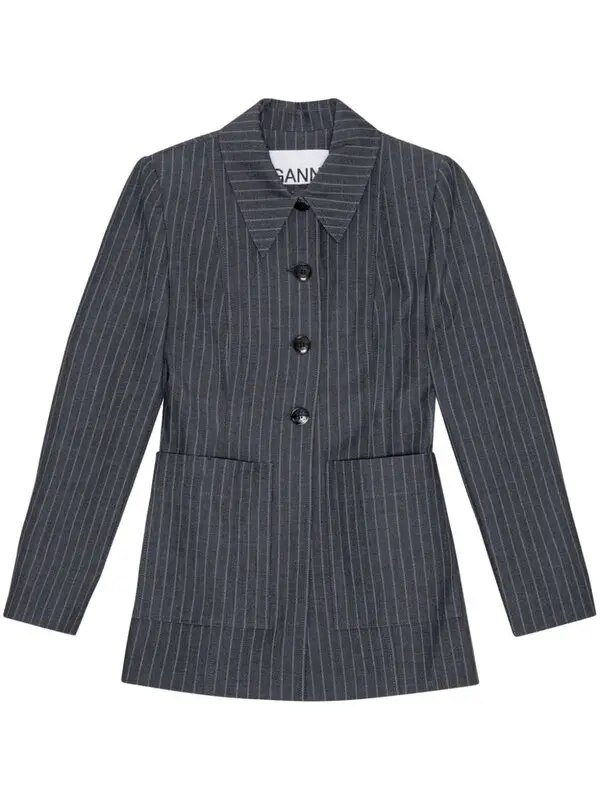 GANNI Pinstripe Single-breasted Blazer
