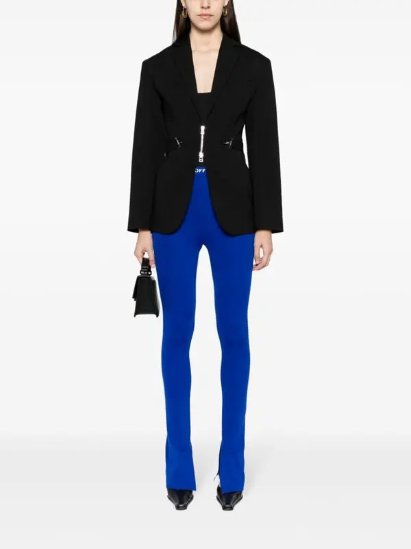 Off-White Side-slit High-waisted Leggings - Blue