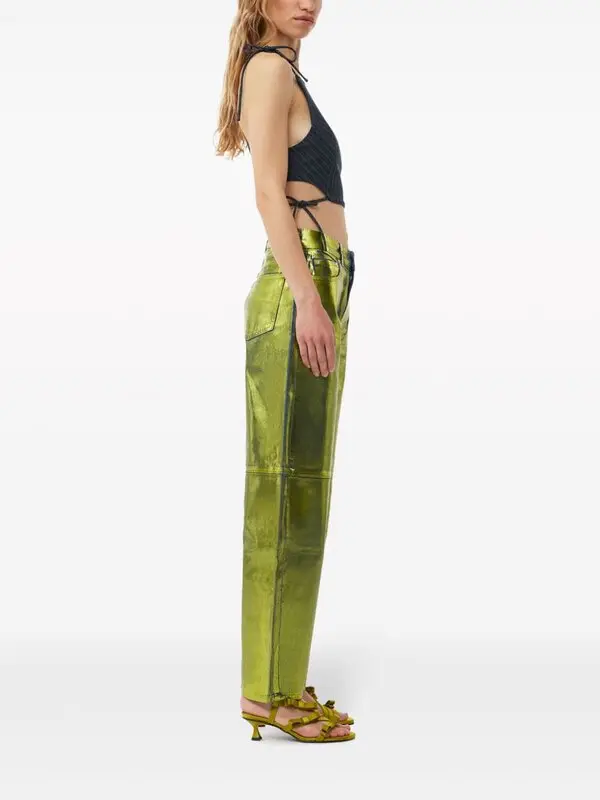 GANNI Stary Foiled Tapered Jeans - Green
