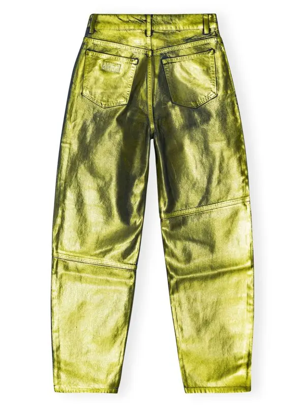 GANNI Stary Foiled Tapered Jeans - Green
