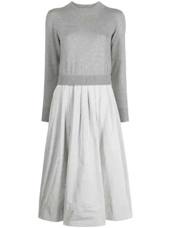 Peserico Knitted-panel Flared Midi Dress