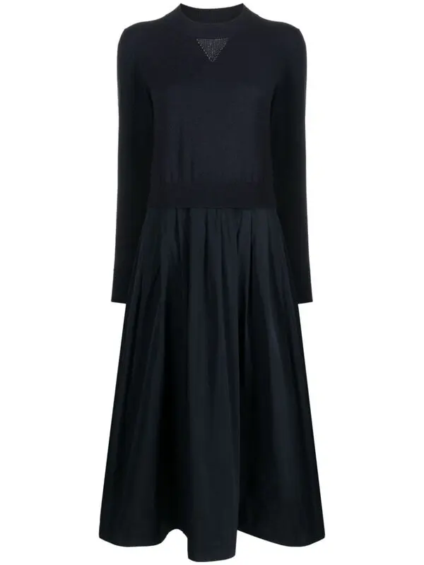 Peserico Knitted-panel Flared Midi Dress