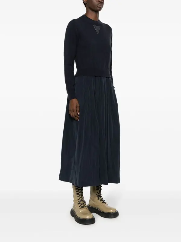 Peserico Knitted-panel Flared Midi Dress