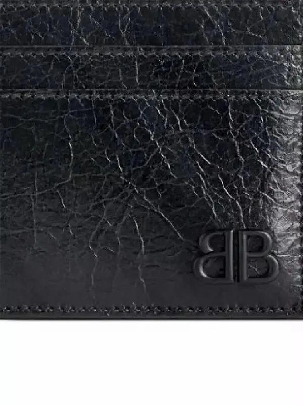 Balenciaga Monaco Leather Cardholder - Black