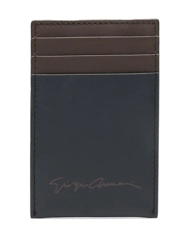 Giorgio Armani Logo-print Leather Cardholder - Blue