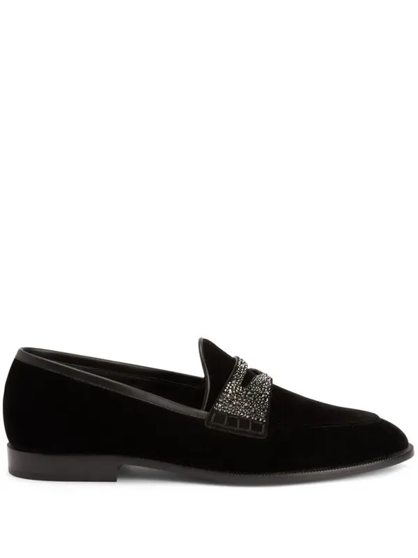 GIUSEPPE ZANOTTI Termy Rhinestone Velvet Loafers
