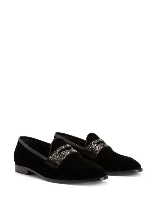GIUSEPPE ZANOTTI Termy Rhinestone Velvet Loafers