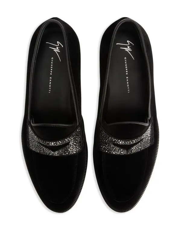 GIUSEPPE ZANOTTI Termy Rhinestone Velvet Loafers