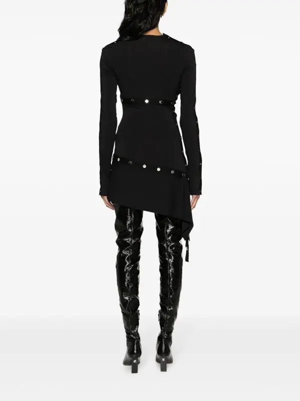 Attico Studded Asymmetric Convertible Mini Dress - Black