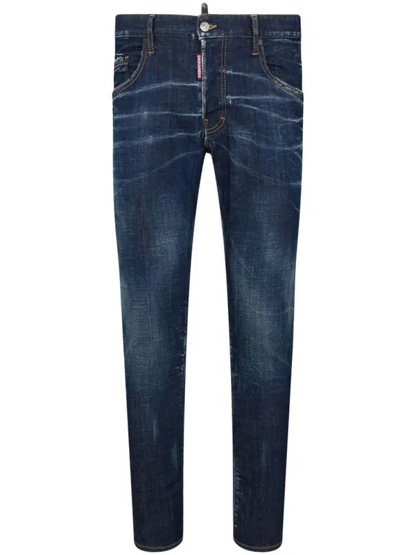 Dsquared2 Logo Appliqué Slim-cut Jeans - Blue