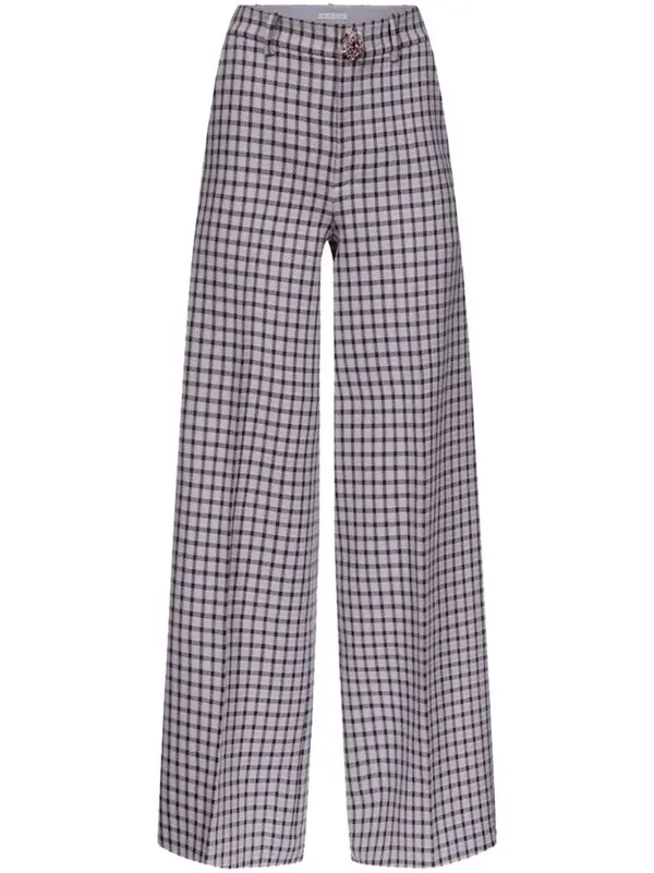 AREA Checked Wide-leg Trousers