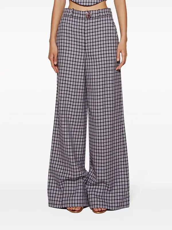 AREA Checked Wide-leg Trousers
