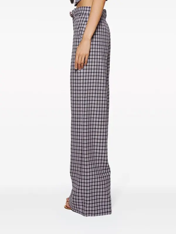 AREA Checked Wide-leg Trousers