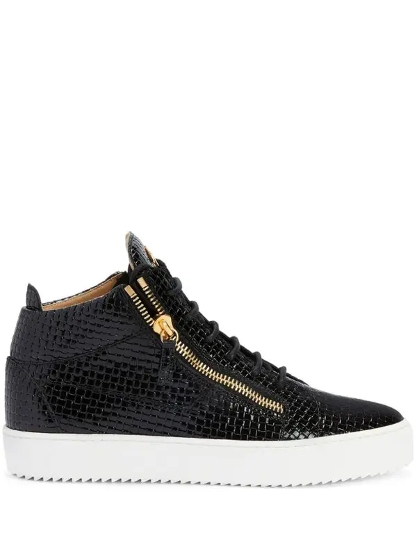 GIUSEPPE ZANOTTI Kriss Woven-leather Mid-top Sneakers