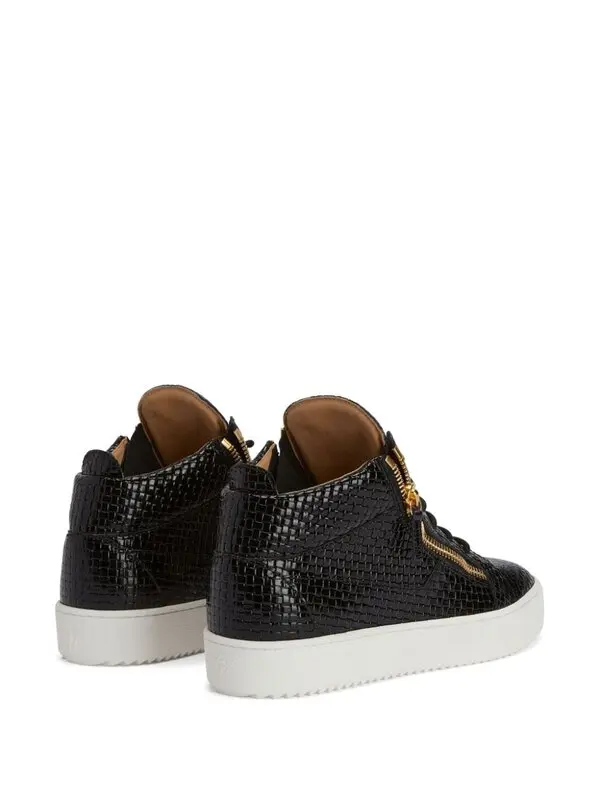 GIUSEPPE ZANOTTI Kriss Woven-leather Mid-top Sneakers
