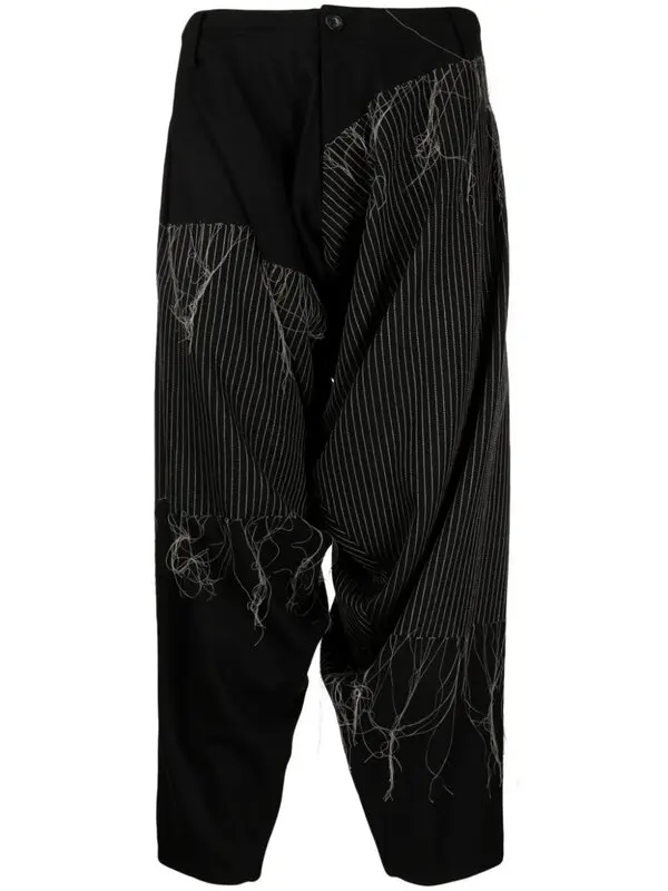 Yohji Yamamoto Pinstriped Frayed Trousers