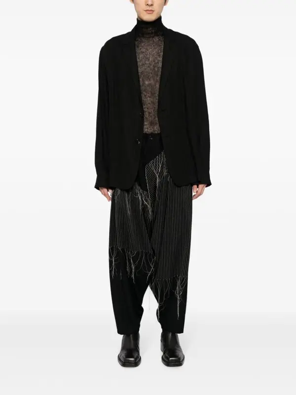 Yohji Yamamoto Pinstriped Frayed Trousers