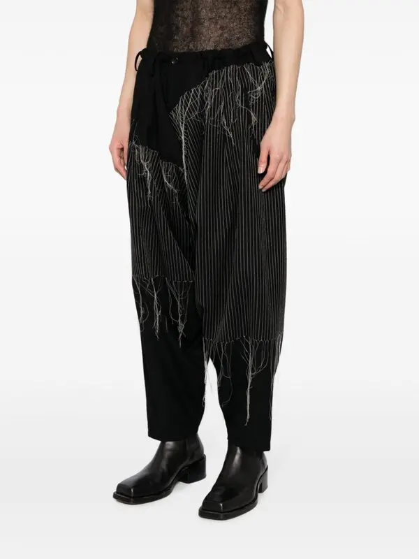 Yohji Yamamoto Pinstriped Frayed Trousers