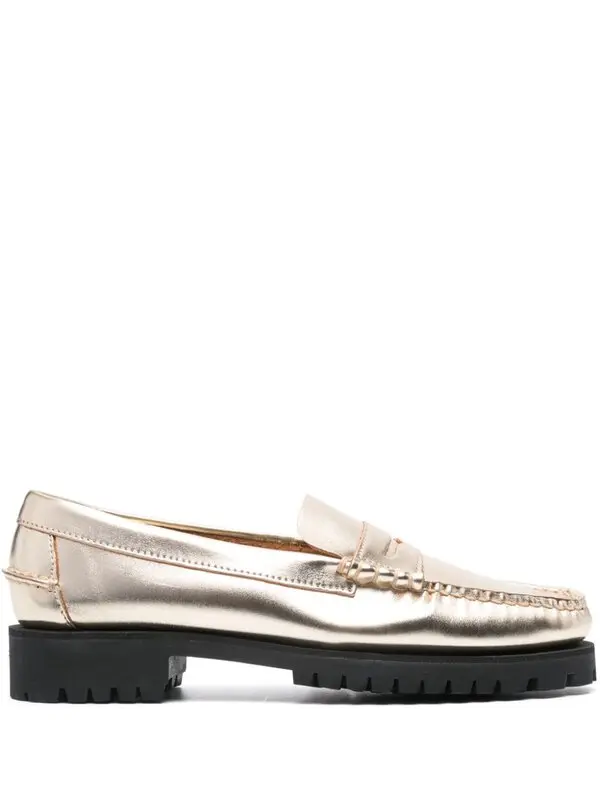 SEBAGO Dan 20mm Metallic Leather Loafers - Gold
