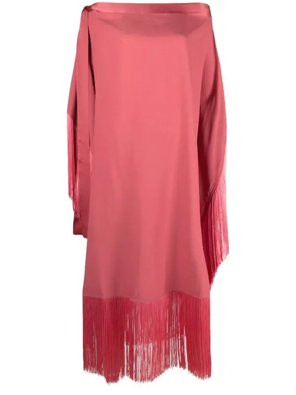 TALLER MARMO Neck Tie-fastening Fringed Crepe Midi Dress