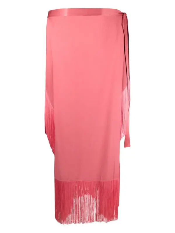 TALLER MARMO Neck Tie-fastening Fringed Crepe Midi Dress