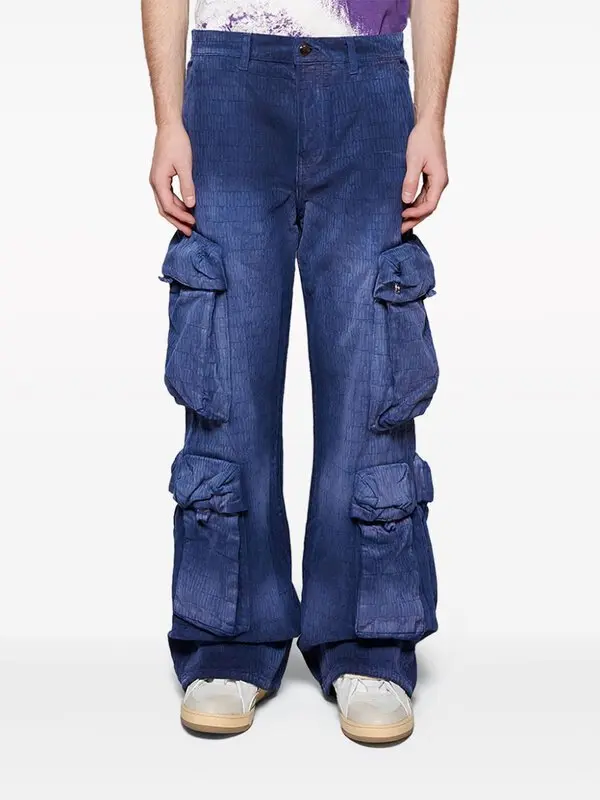 Amiri Logo-jacquard Cotton Cargo Jeans - Blue