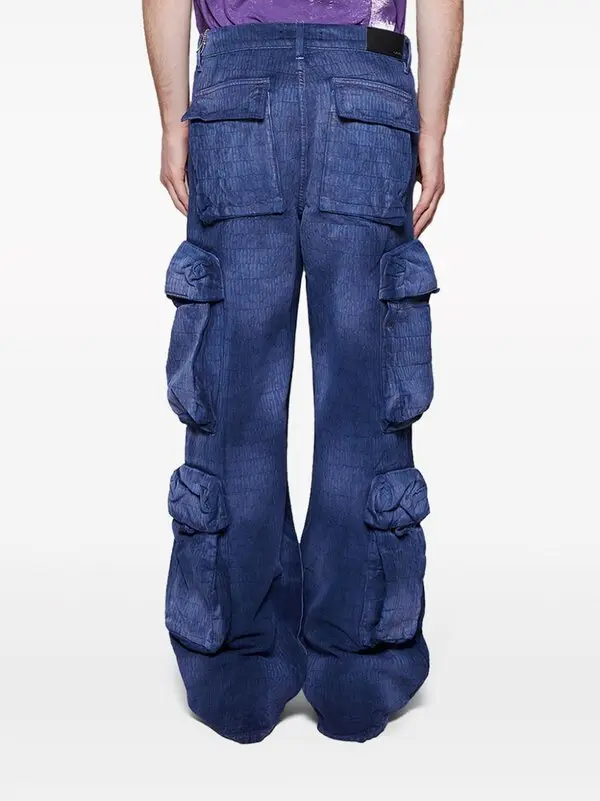 Amiri Logo-jacquard Cotton Cargo Jeans - Blue