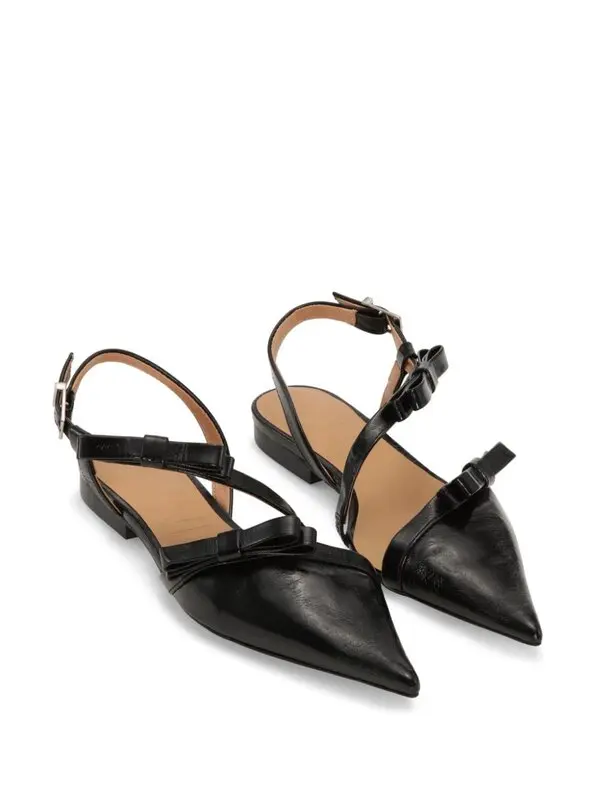 GANNI Bow-detail Slingback Ballerinas