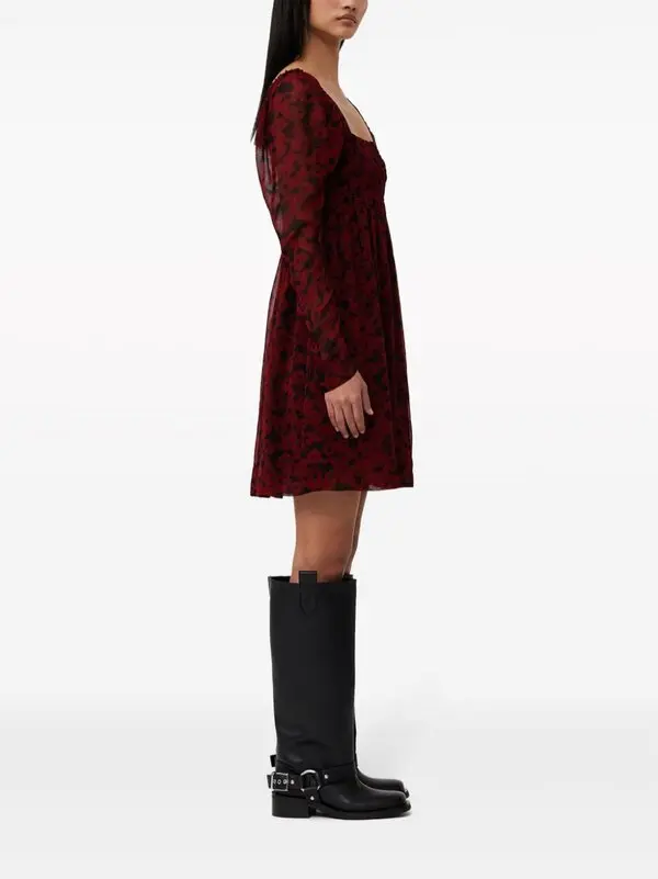 GANNI Square-neck Georgette Minidress