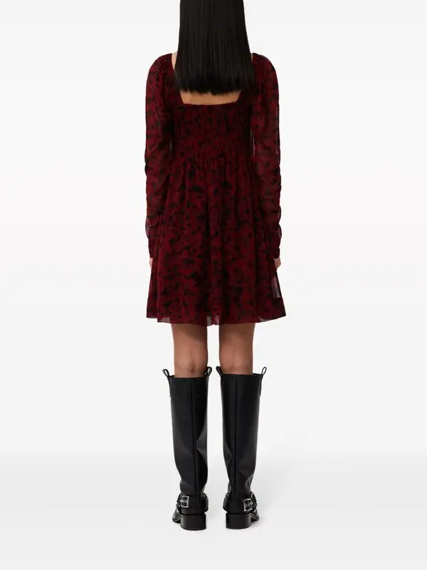 GANNI Square-neck Georgette Minidress
