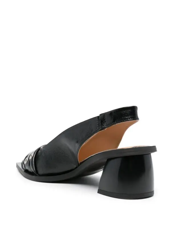 GANNI 50mm Eyelet-detail Slingback Pumps - Black