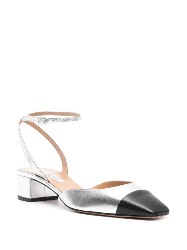 AQUAZZURA French Flirt 35mm Leather Pumps - Silver