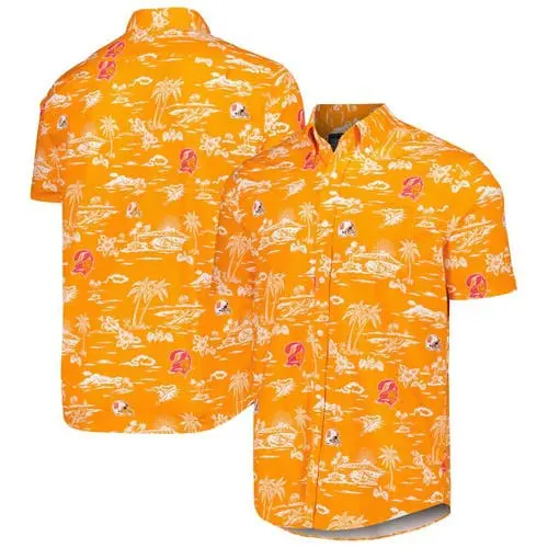 Reyn Spooner Tampa Bay Buccaneers Throwback Kekai Print Button-up Shirt - Orange