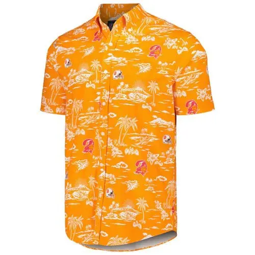 Reyn Spooner Tampa Bay Buccaneers Throwback Kekai Print Button-up Shirt - Orange