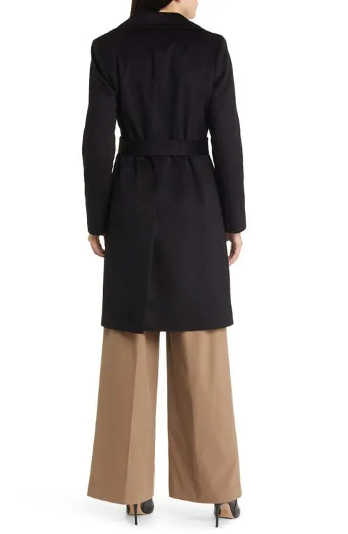 Fleurette Casey Belted Cashmere Wrap Coat - Black