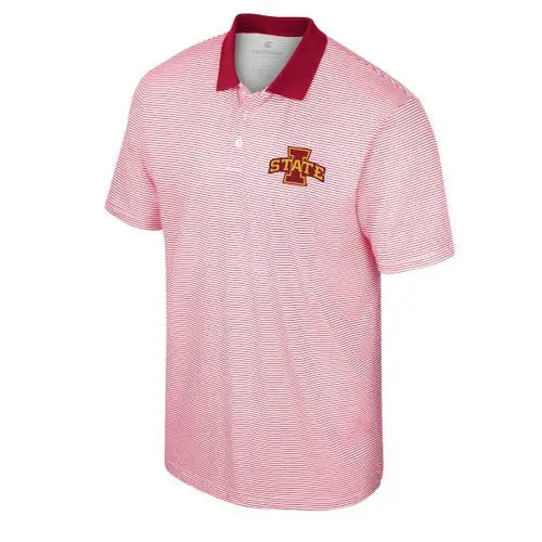 COLOSSEUM Cardinal Iowa State Cyclones Print Stripe Polo