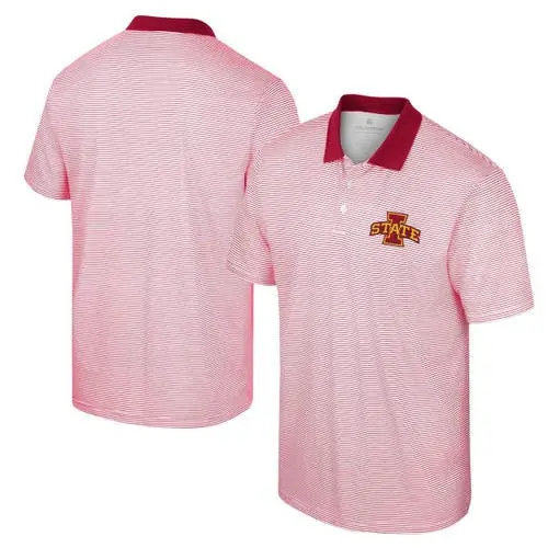 COLOSSEUM Cardinal Iowa State Cyclones Print Stripe Polo