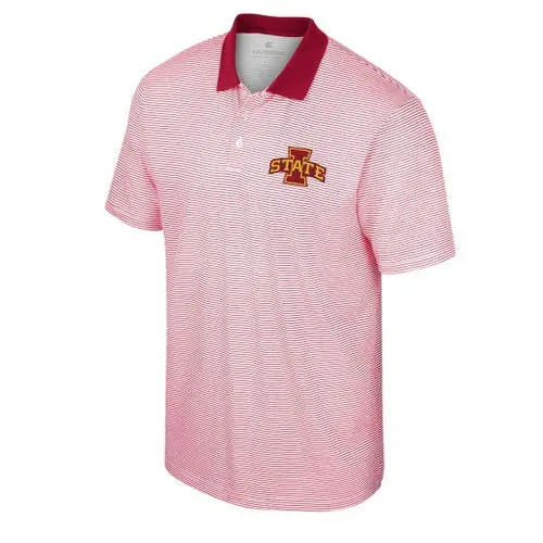 COLOSSEUM Cardinal Iowa State Cyclones Print Stripe Polo