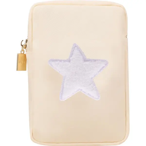 BLOC BAGS Mini Star Appliqué Cosmetics Bag - Cream
